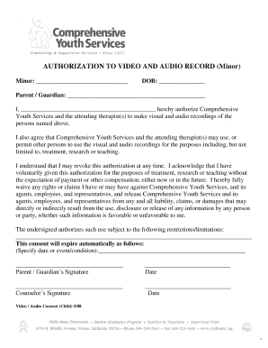 Fillable Online AUTHORIZATION TO VIDEO AND AUDIO RECORD Fax Email Print ...