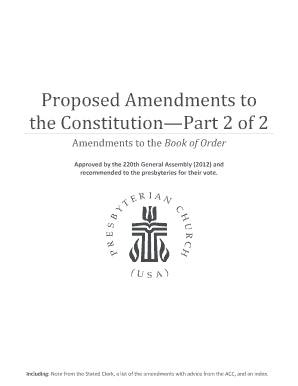 Fillable Online ourpresbytery Proposed Amendments to the Constitution ...