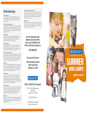 Fillable Online MINI CAMPS Fax Email Print - pdfFiller