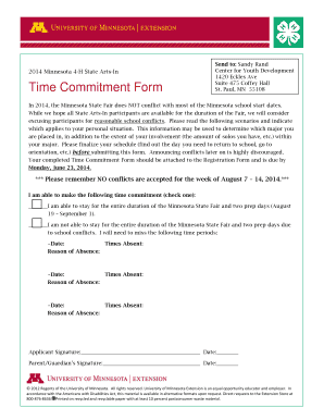 Fillable Online extension umn Time Commitment Form - University of ...