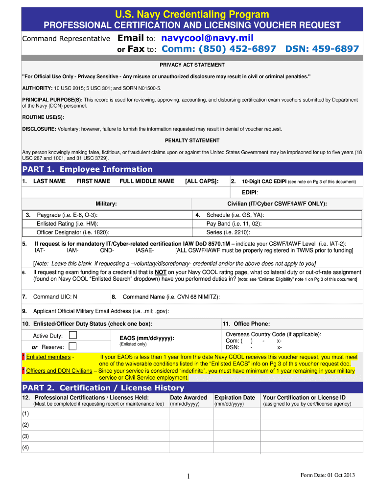 Fillable Online Navy Credentialing Program Fax Email Print - pdfFiller