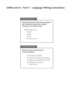 Fillable Online myprojectlearn SAMs Level A - Form 1 - Language ...