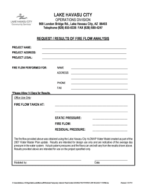 Fillable Online lhcaz Request/Results of Fire Flow Form - Lake Havasu ...