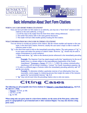 Fillable Online monmouth WHEN CAN I USE SHORT FORM CITATIONS ...