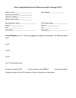 Fillable Online Prior Authorization Form for Electroconvulsive Therapy ...