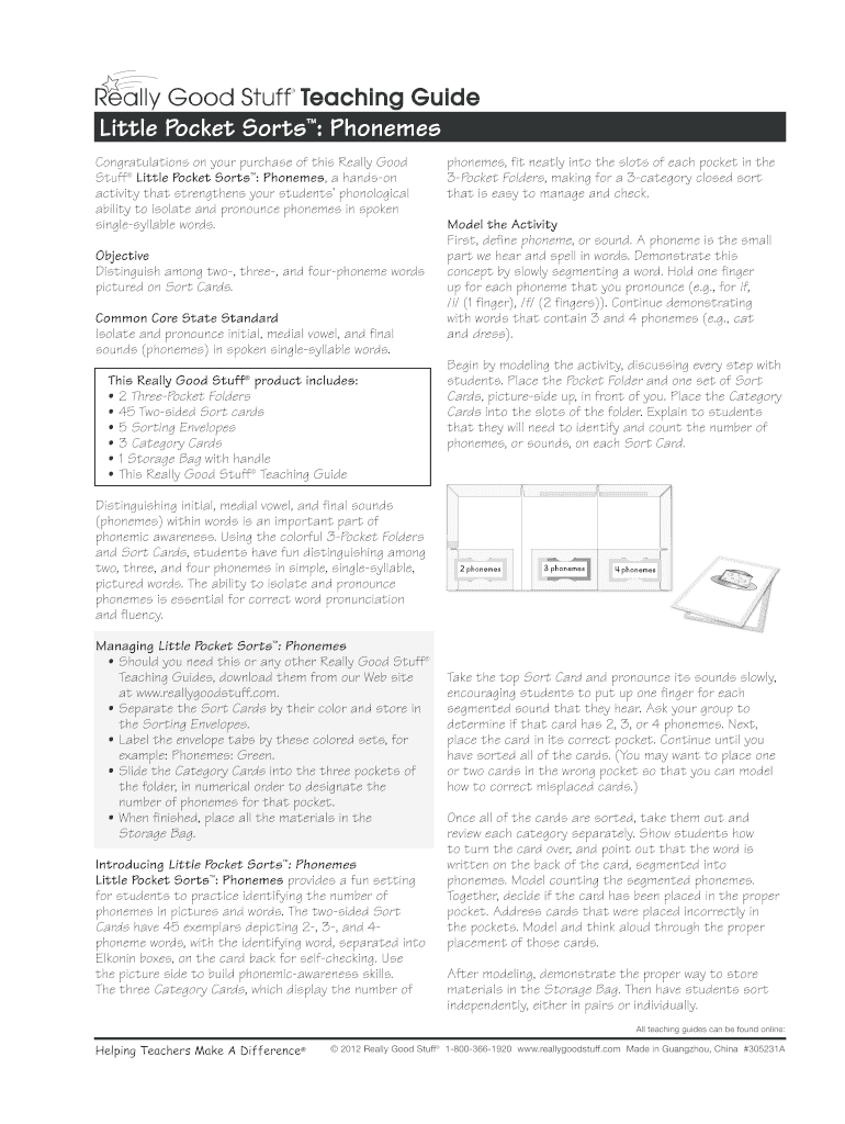 Fillable Online Little Pocket Sorts: Phonemes Fax Email Print - pdfFiller