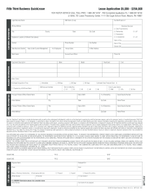 Fillable Online Lease Application $5,000 - $250,000 Fifth Third ...