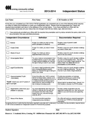 Fillable Online inside corning-cc Independent Status - inside corning-cc Fax Email Print - pdfFiller