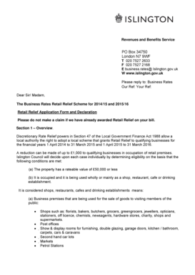 Fillable Online Retail Relief application form - Islington Council Fax Email Print - pdfFiller