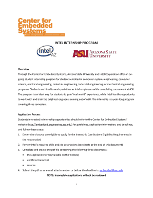 Fillable Online INTEL INTERNSHIP PROGRAM Fax Email Print - pdfFiller
