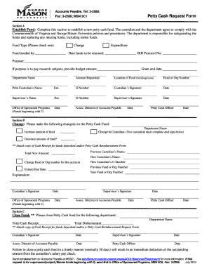 Fillable Online fiscal gmu Petty Cash Request Form - George Mason ...