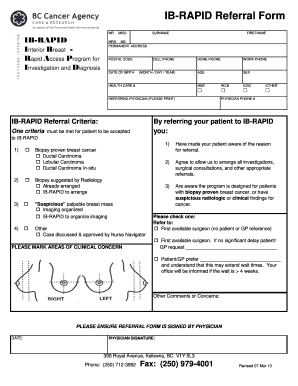 Fillable Online bccancer bc IB-RAPID Referral Form - BC Cancer Agency - bccancer bc Fax Email ...