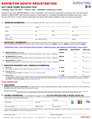 Fillable Online EXHIBITOR BOOTH REGISTRATION - Sevrar Fax Email Print ...