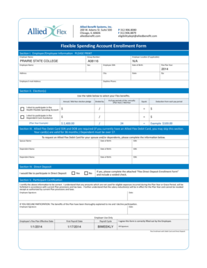 Fillable Online prairiestate Flex Plan Enrollment Form - Prairie State College - prairiestate ...