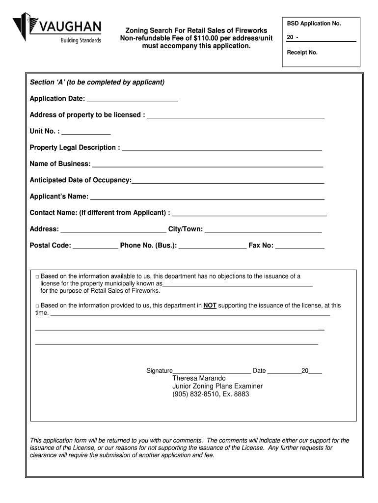 Fillable Online Fireworks 2011 - City of Vaughan Fax Email Print ...