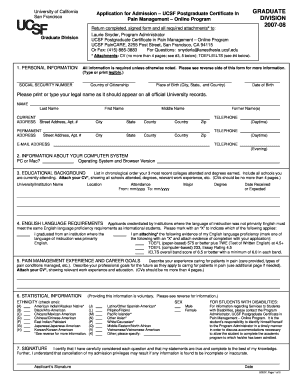 Fillable Online mountzion ucsfmedicalcenter University of California Application for Admission ...