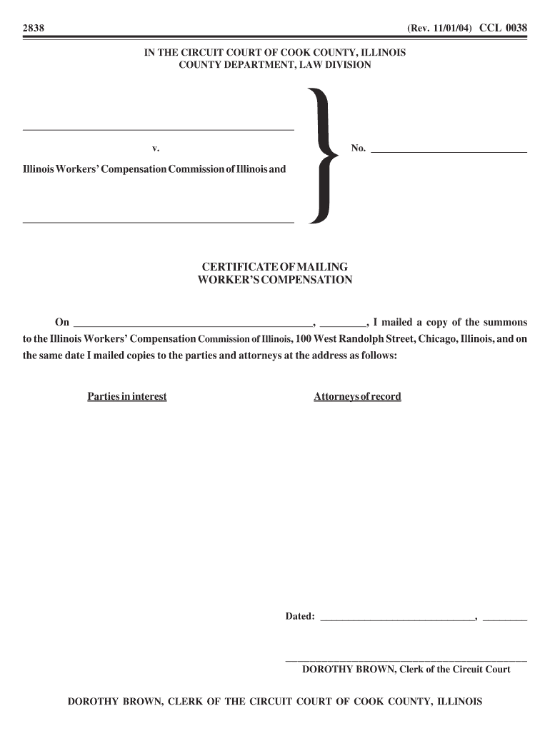 Fillable Online 12 218 239 CERTIFICATE OF MAILING WORKERS COMPENSATION ...