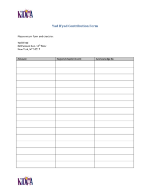 Fillable Online Yad B'yad Contribution Form Fax Email Print - pdfFiller