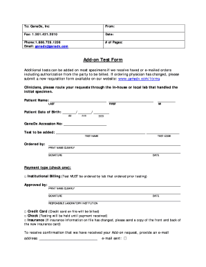 Fillable Online Add-on Test Form Fax Email Print - pdfFiller