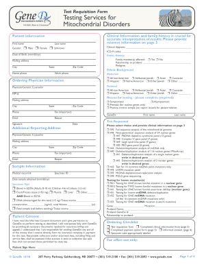 Fillable Online Mitochondrial Disorders form - GeneDx Fax Email Print ...