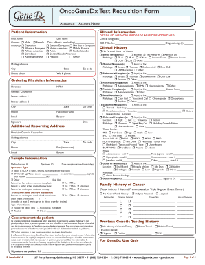 Fillable Online OncoGeneDx Test Requisition Form Fax Email Print ...