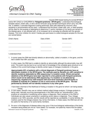 Fillable Online andor MY CHILD or CHILDREN for Feingold syndrome MYCN ...