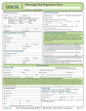 Fillable Online Neurology Test Req complete Fax Email Print - pdfFiller