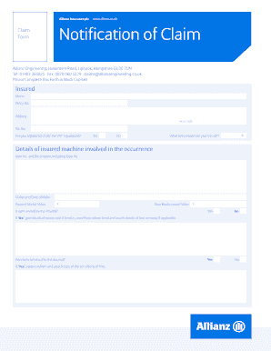 Fillable Online Notification of claim form - Allianz eBroker Fax Email ...