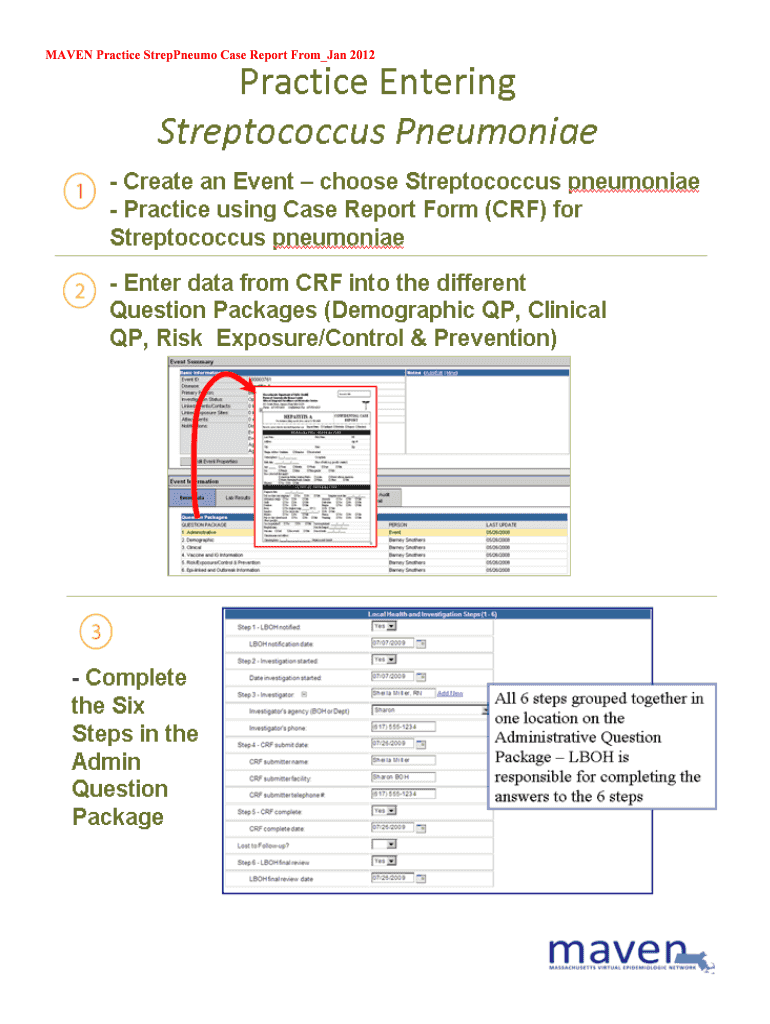 Fillable Online Practice Case Report Form - Streptococcus Pneumoniae ...