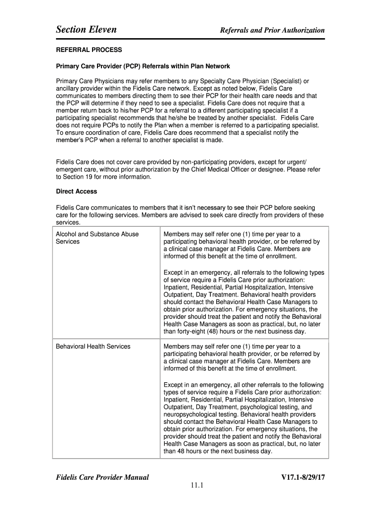 Fillable Online Primary Care Provider (PCP) Referrals within Plan ...