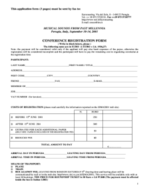 Fillable Online fe infn ISMA2001 application form - fe infn Fax Email ...