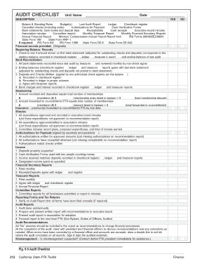 Fillable Online peraltadistrictpta Audit Checklist - Peralta District ...