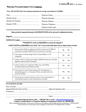 Fillable Online Pharmacy Pre-authorization Form: - ConnectiCare Fax ...