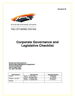 Fillable Online capetown gov Corporate Governance and Legislative ...