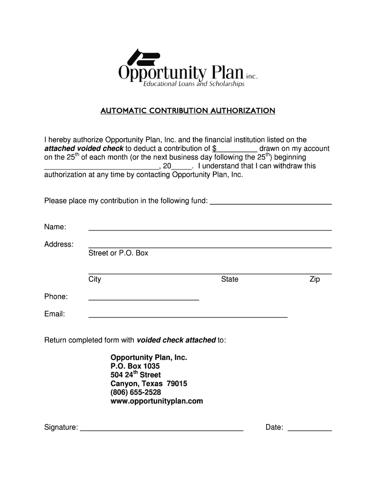 Fillable Online AUTOMATIC CONTRIBUTION AUTHORIZATION I hereby authorize ... Fillable Online AUTOMATIC CONTRIBUTION AUTHORIZATION I hereby authorize ...