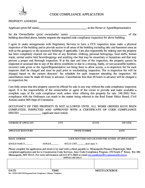 Fillable Online minneapolismn CODE COMPLIANCE APPLICATION Fax Email ...