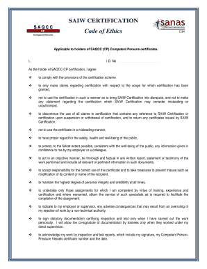 Fillable Online SAIW CERTIFICATION Fax Email Print - pdfFiller