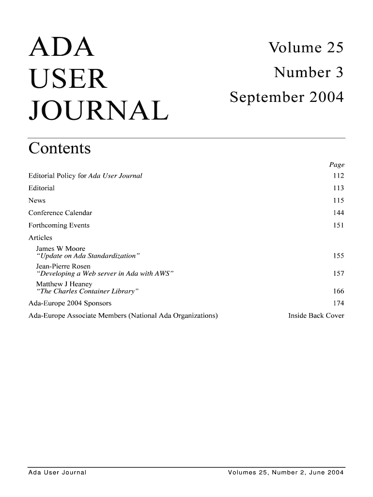 Fillable Online ada-europe Update on Ada Standardization - ada-europe ...