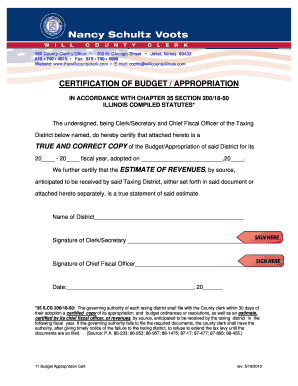 Fillable Online CERTIFICATION OF BUDGET APPROPRIATION - SOE a Scytl ...