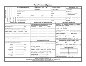 Fillable Online Water Treatment Systems. Site form Fax Email Print ...