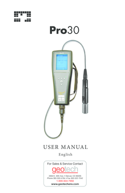 Fillable Online YSI Pro30 Handheld Conductivity Meter Manual 606082A ...