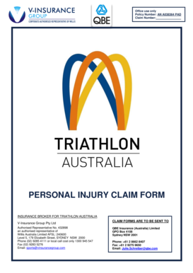 Fillable Online PERSONAL INJURY CLAIM FORM - Triathlon Australia Fax ...