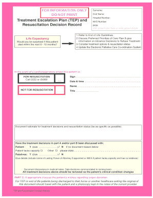 Fillable Online devon gov Treatment Escalation Plan (TEP) and Fax Email ...