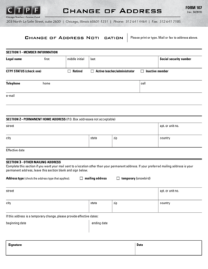 Fillable Online ctpf Change of address form - Public School Teachers ...