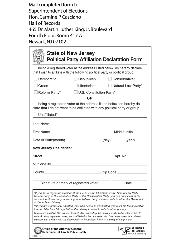 Fillable Online bellevillenj Party declaration form-(eng)_3.8.04 ...