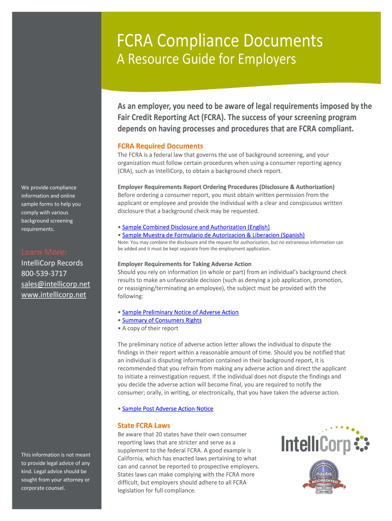Fillable Online FCRA Compliance Documents Fax Email Print - pdfFiller