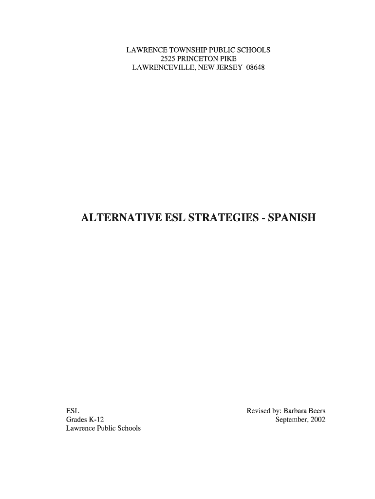 Fillable Online Alternative ESL Strategies Spanish - SchoolWorld an ...