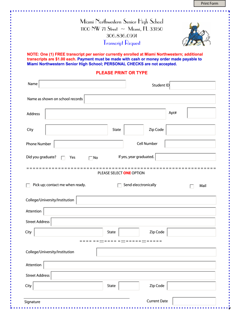 A Picture Of Senior High School Transcript Form Fill And Sign 