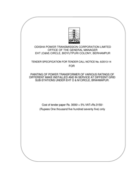 Fillable Online TENDER SPECIFICATION FOR TENDER CALL NOTICE No Fax Email Print - pdfFiller