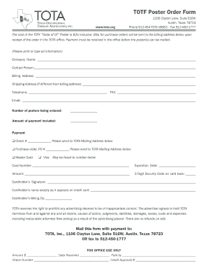 Fillable Online tota TOTF Poster Order Form Fax Email Print - pdfFiller